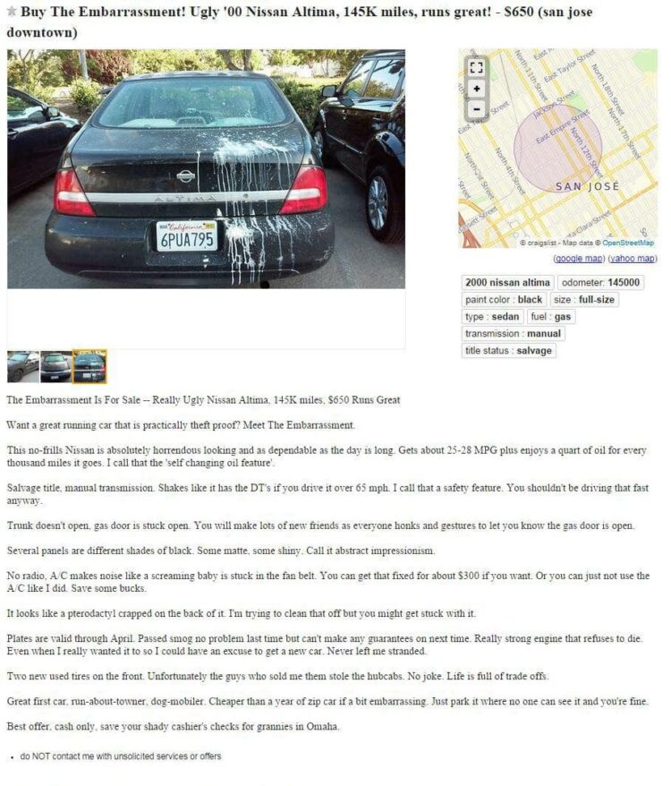 13+ Hilarious Used Car Ads That Are Refreshingly Honest