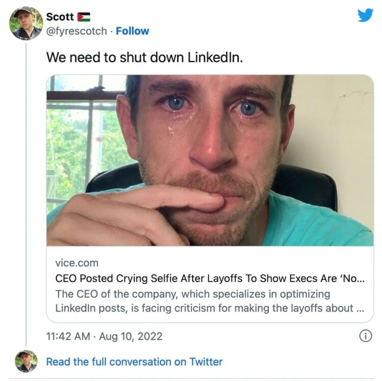 ceo-gets-roasted-for-posting-crying-selfie-after-laying-off-workers ...