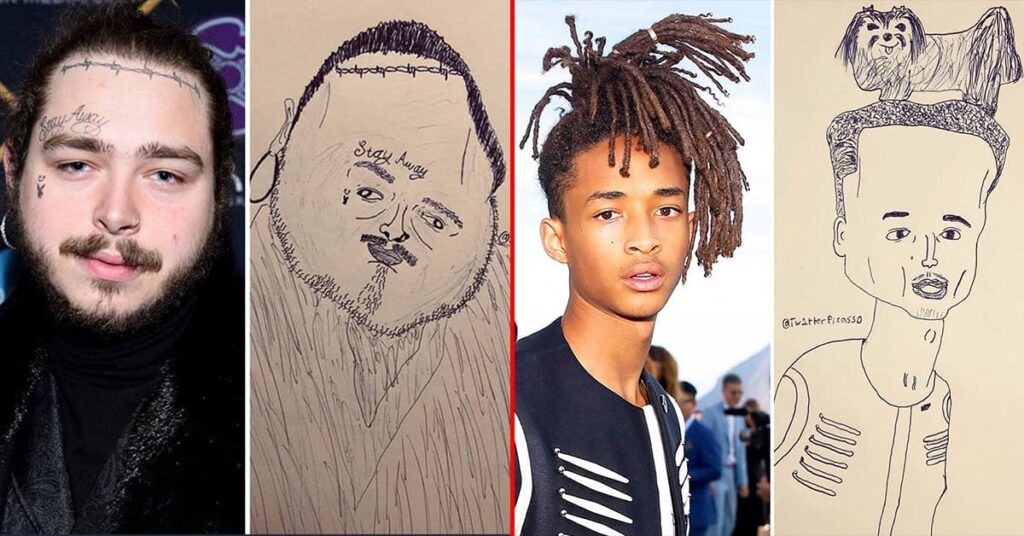 30 Hysterical Badly Drawn Celebrities With Famous Faces Depicted In ...