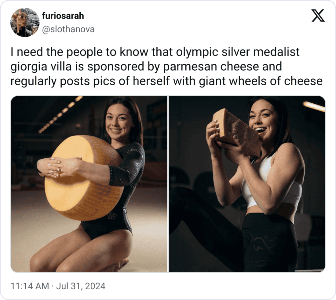 There's An Italian Gymnast Sponsored By Parmesan Cheese And The ...